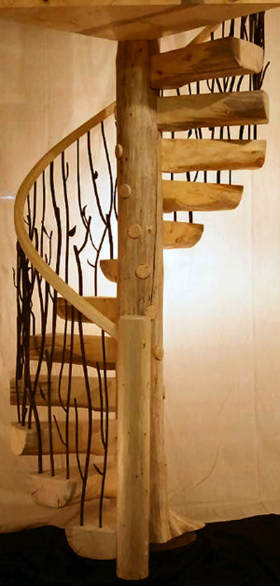 Custom Wood Stairs Gallery, Log Stairs