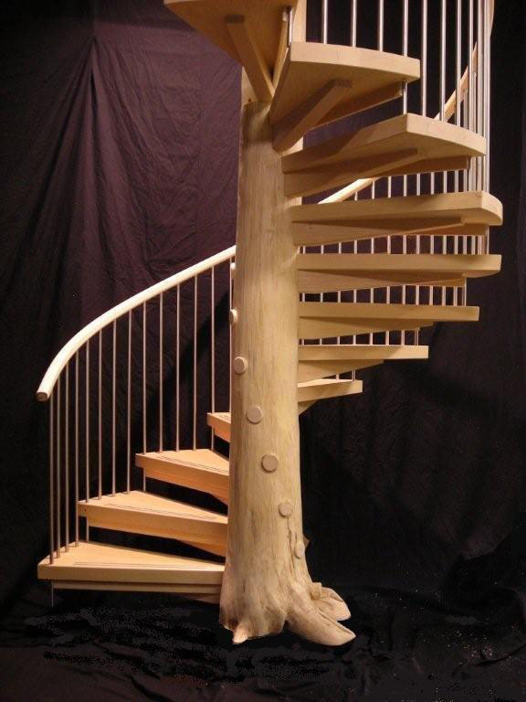 Custom Wood Stairs Gallery, Log Stairs